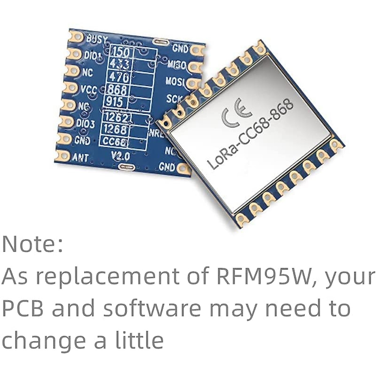 Lubeby Smart LoRa Module 16 * 16mm, Low Cost SPI Port LLCC68 Based LoRa Module 868MHZ LoRa-CC68 & LoRa-CC68-TCXO Compatible with RFM95W (LoRa-CC68-868 x 5 pcs)