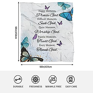 Christian Gifts for Women Inspirational Bible Verse Blanket Butterfly Blanket Religious Healing Warm Blanket Birthday Religious Gifts for Women Soft Throw Fleece Blanket 60”x50” in Home Bed Sofa
