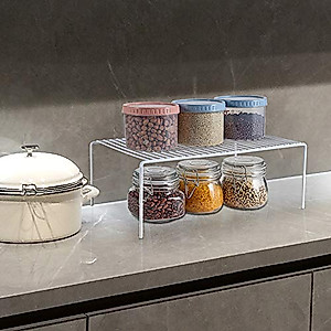 Redrubbit Large (15.7 x 9. 4 Inch) Cabinet Storage Shelf Rack, Rustproof Kitchen Counter and Cabinet Shelf, Storage Rack Organizer for Kitchen, Fridge, Cabinet, Bathroom, Set of 4