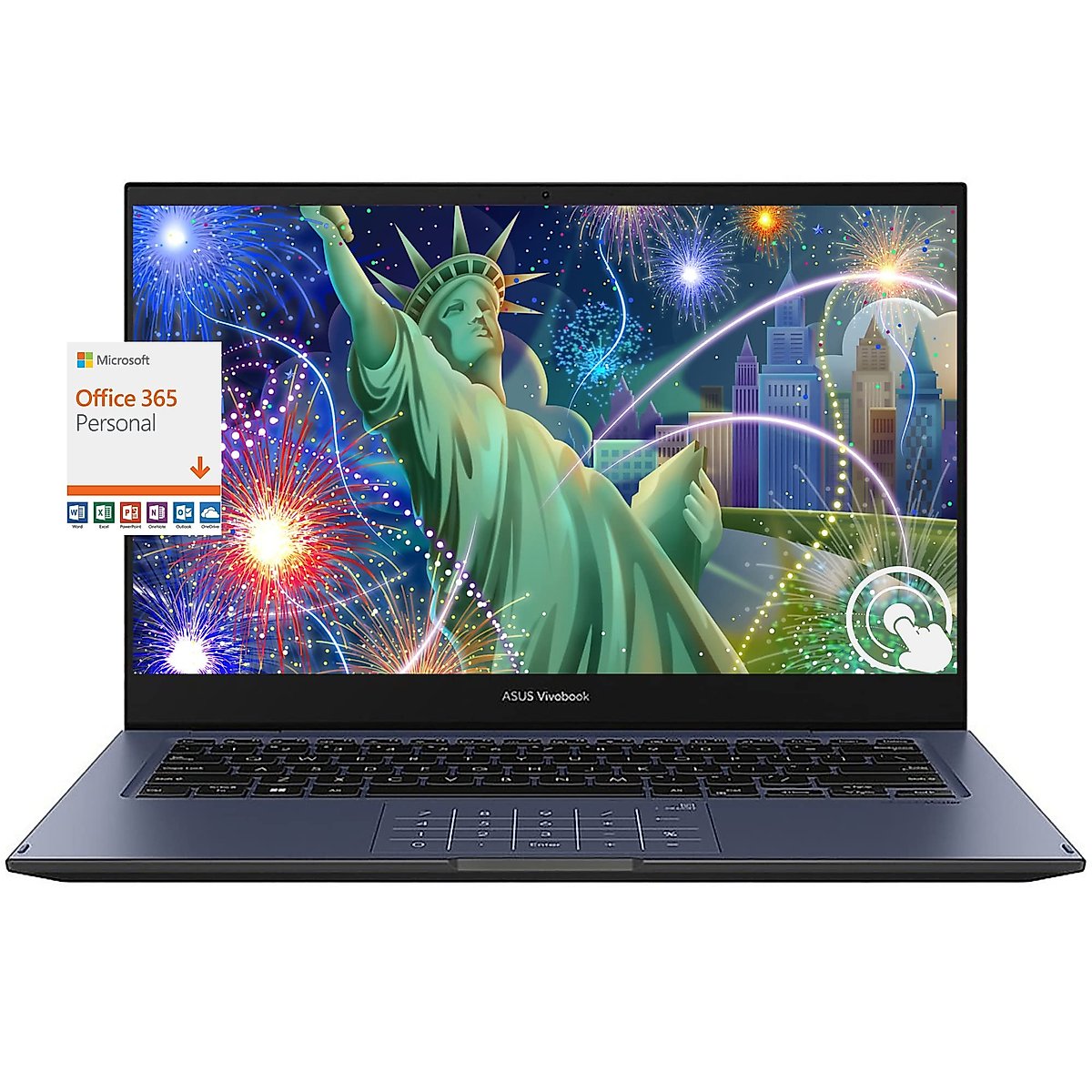 ASUS 2023 Newest Thin and Light VivoBook, 14 HD Touchscreen 2-in-1 Laptop, 4GB RAM, 256GB SSD, Intel Celeron Processor, NumberPad, Type-C,HDMI, Microsoft 365 Personal 1-Year Included, Windows 11 S