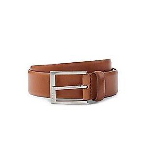 BOSS Hugo Men's Smooth Leather Dress Belt, Light Chestnut, one Size
