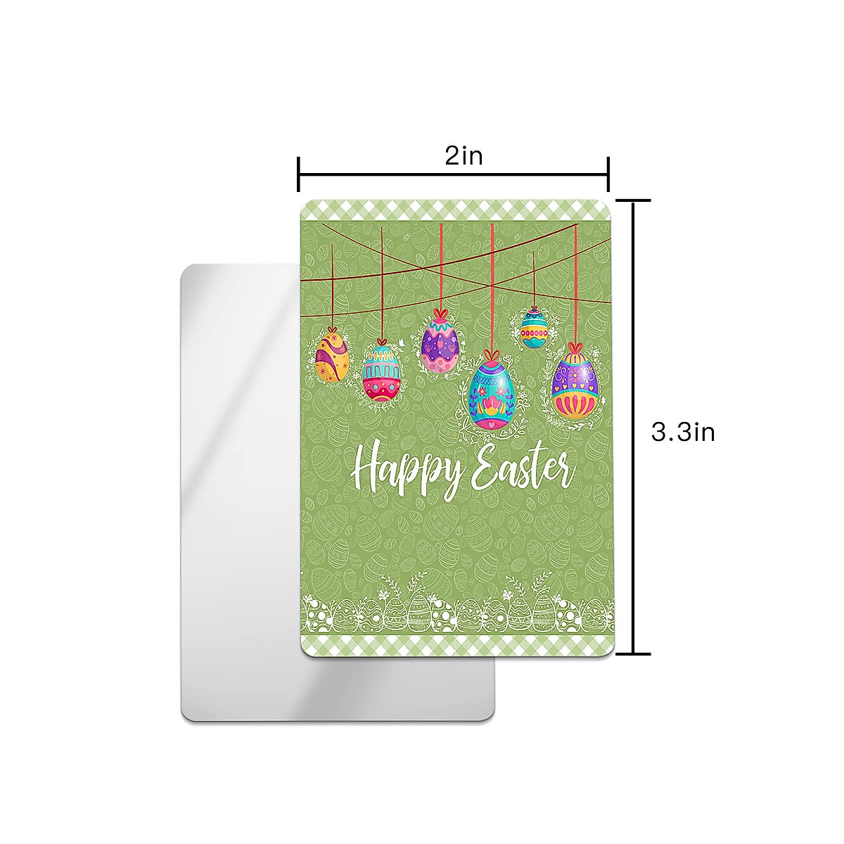 Carosoffe Easter Small Compact Mirror for Purse, Easter Egg White Line Hand Draw Green Travel Makeup Mirror for Women Men, Rectangular Handheld Compact Pocket Mirror 2 PCS