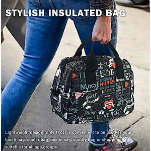 Nurse Insulated Lunch Bag Kit with 20oz Tumbler Cups with Lid, Reusable Large Lunch Box Bag with Adjustable Shoulder Strap for Work Picnic Travel, 2-Piece Gift for Nurses