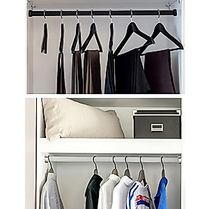 Autuwintor Adjustable Closet Rod Black Closet Rods for Hanging Clothes Heavy Duty with End Supports Aluminum Alloy Oval Shape 16-24 Inches Quantity-1pcs