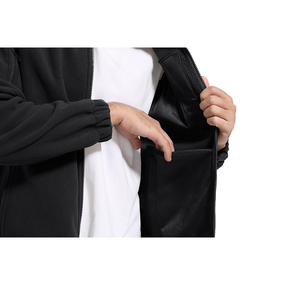 CRYSULLY Fleece Jacket Men Coat Winter Military Thicken Warm Jacket Black