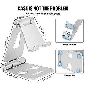 Urmust Cell Phone Stand for Desk Adjustable Foldable Phone Holder for Office Portable Desktop Dock Compatible with iPhone 14 13 12 11 Max Pro Xs Xr X 8 7 6, iPad Mini, Tablets 7-10" (Silver)