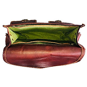 cuero 14 Inch Leather Crossbody Satchel Ladies Purse Women, Brown, Size Medium