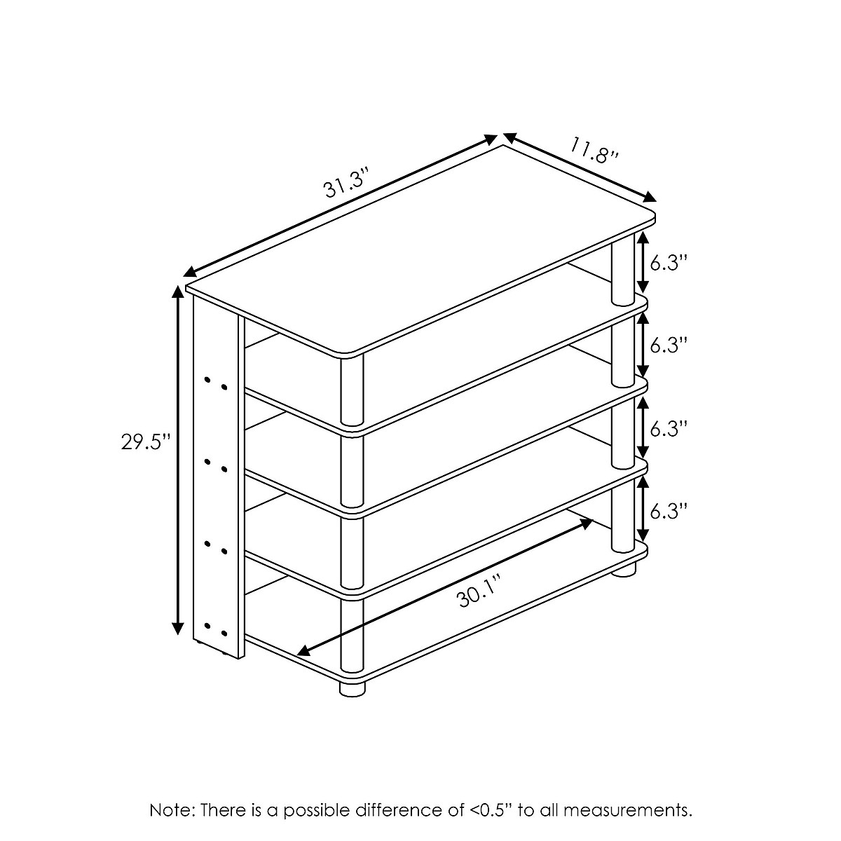 Furinno Turn-N-Tube 5 Tier Wide Shoe Rack, Espresso/Black 32 Inch