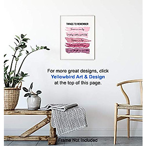 Positive Inspirational Quotes Wall Decor - Uplifting Encouragement Gifts for Women, Girls, Teens, Daughter, BFF, Best Friend - Pink Motivational Wall Art Poster for Home Office, Bedroom, Bathroom