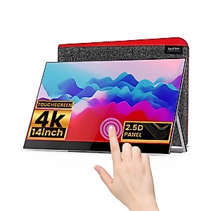 InnoView Portable Monitor 4K Touchscreen - 14 Inch Auto-Rotating FreeSync Touch Screen Monitor, Ultra-Slim Second Screen Frameless Bezel Glass Hd UHD IPS 3840x2160 Dual USB C Laptop Monitor