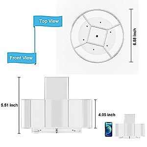 Marbrasse Acrylic Pen Holder, 360-degree Rotating Clear Pen Organizer for Desk, Desktop Stationery Organizer Caddy for Office School Home & Art Supplies (Acrylic Circle)