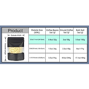 MITOB 100 Pieces Mylar Bags with Window Zipper Lock Stand Up Aluminum Foil Bag for Zip Food Storage Lock Packaging Bag Reusable (3.5x5.1 inch, Black)