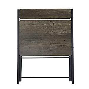 FurnitureR 31.9'' Folding 2 Tier Foldable Assembly Saves Space for Home Office Study, Metal Frames/Wood Top Laptop Table, Brown Computer Desk