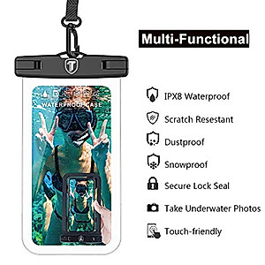 Takfox Waterproof Phone Pouch for Samsung Galaxy S23 Ultra S22 Plus S21 S20 FE Note 20 A02S A12 A03S A13 A14 A11 A21 A51 A71 A32 A23 A42 A52 A53 iPhone 14 Pro Max Cell Phone Dry Bag Case[2-Pack]-Clear
