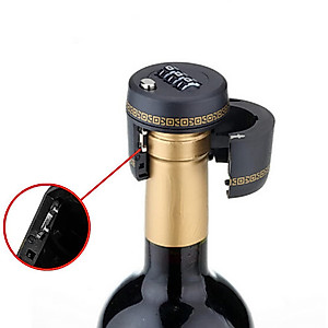Tofficu Wine Bottle Lock, Wine Stoppers for Wine Bottles, Reusable Bottle Stopper with Digital Lock, Wine Saver Keeps Wine Fresh, for Whiskey Bottles, Wine Bottles