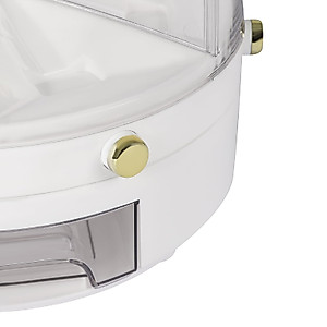 BuYouZaiLaa 6 Grids Grain Dispenser Rotatable Sealed Rice Food Dispenser Storage Bucket for Coffee Beans Dog Food Grains Dispenser White