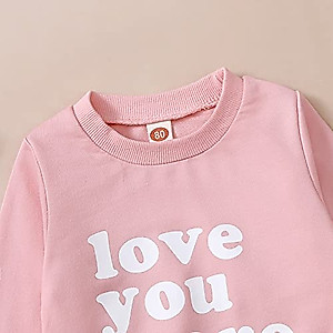 Willow Dance Valentine's Day-Toddler Baby Boy Girls Clothes Letter Printed Long Sleeve Pullover Sweatshirt Shirt Sweater Tops pink 12-18 Months