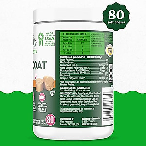 Greenies Supplements Dog Skin and Coat Supplements with Fish Oil & Omega 3 Fatty Acids, Chicken Flavor, 80 Count Soft Chews, 14.7 oz.