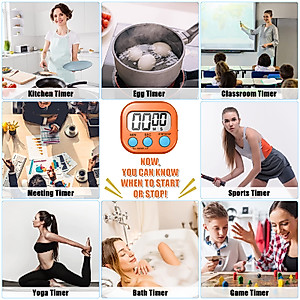 Macarrie 48 Pcs Digital Kitchen Timer Bulk Small Magnetic Backing Stand Timer Clock Loud Alarm LCD Display Electronic Minute Second Count up Countdown Timer for Teacher Classroom Cooking Baking