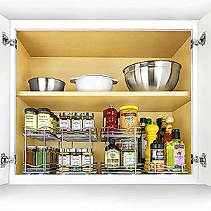 Lynk Professional® Pull Out Spice Rack Organizer for Cabinet - Slide Out Vertical Spice Rack - 4-1/4 inch Wide Sliding Spice Organizer Shelf - Double, Chrome