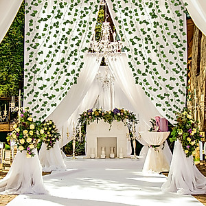 EZFLOWERY 12 Strands 84 Feet Artificial Ivy Vines Leaves, Silk Garland Fake Greenery Hanging Leaf Plants for Wedding, Wall Decor, Party, Room, Garden, Home Decor - Green