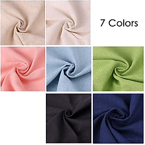 MWELLEWM 7 Pcs/Set Linen Cloth Needlework Fabric Solid Colour Cloth Garments Crafts Accessories Square Embroidery Cloth (50 * 50CM)…