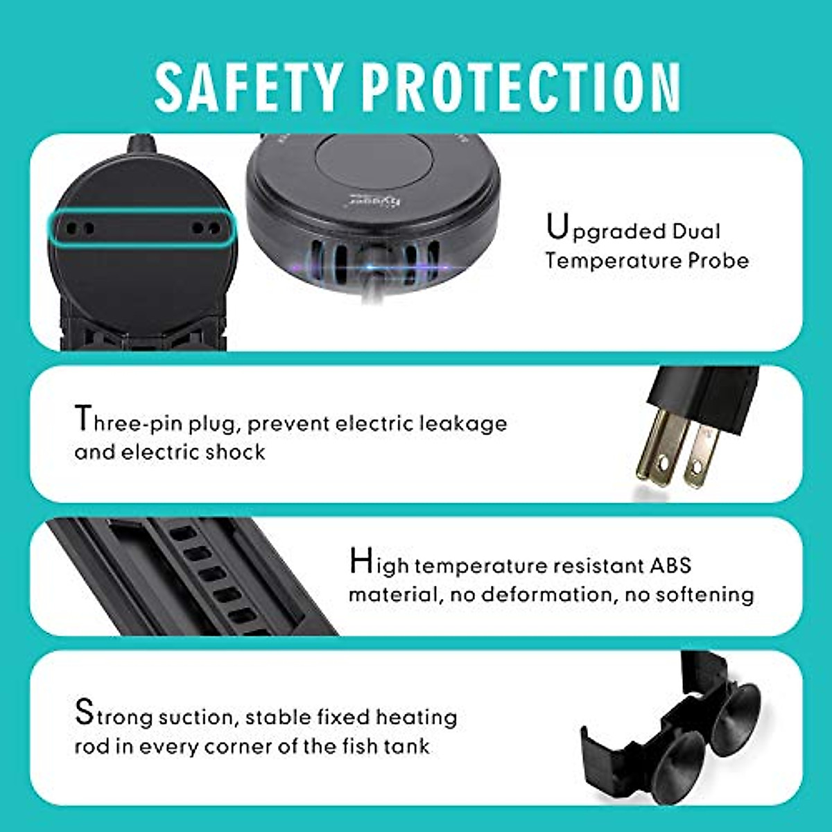 hygger 800W Aquarium Heater, Submersible Fish Tank Water Heater with External Color LED Digital Temperature Controller, Fast Heating for 120-180 Gallon