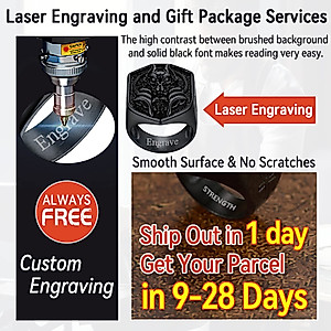 FaithHeart Customized Engrave Old-school Women Anubis Band Ring Stainless Steel Shield Shape Ankh Protection Jewelry