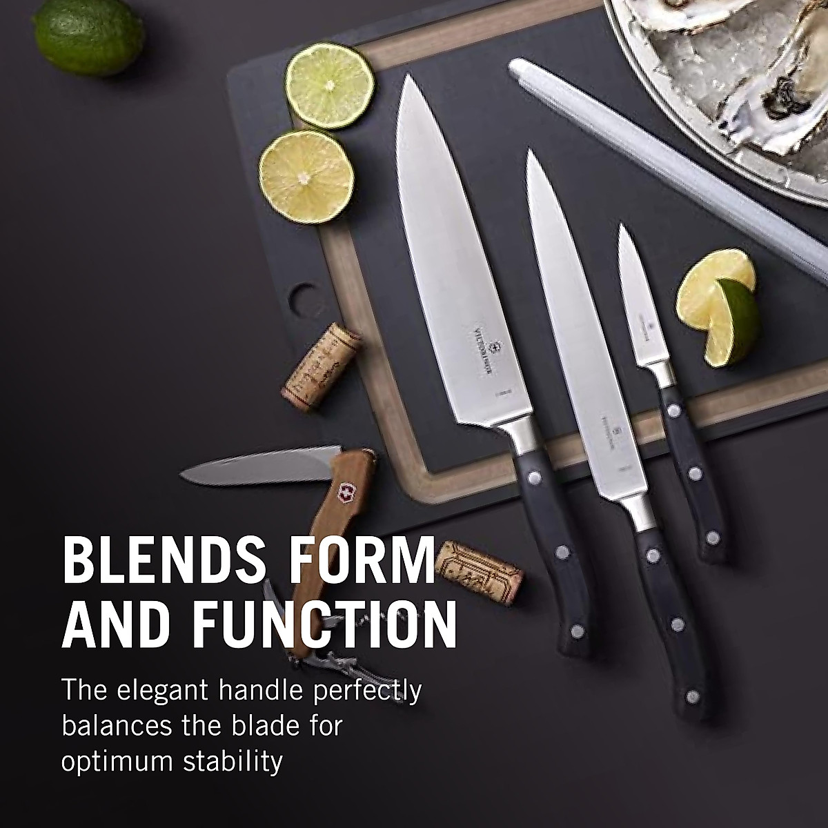 Victorinox 7.7243.3 Forged 3-Piece Chef's Knife Set, 8 Inch, Black