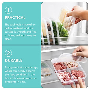 Angoily Veggie Bacon 2pcs Refrigerator Organizer Bins Divided Food Storage Containers with Lids Plastic Snack Container 4 Removable Boxes Stackable for Fridge S Bin Storage Organizer