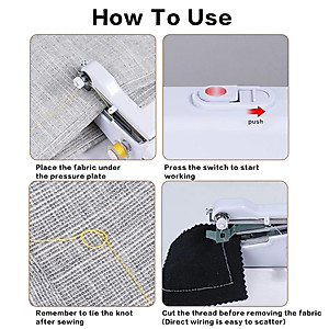 Handheld Sewing Machine, Quick Mini Sewing Machine, Cordless Portable Electric Sewing Machine with Sewing Accessories for Beginners, Suitable for Home Travel Clothes DIY