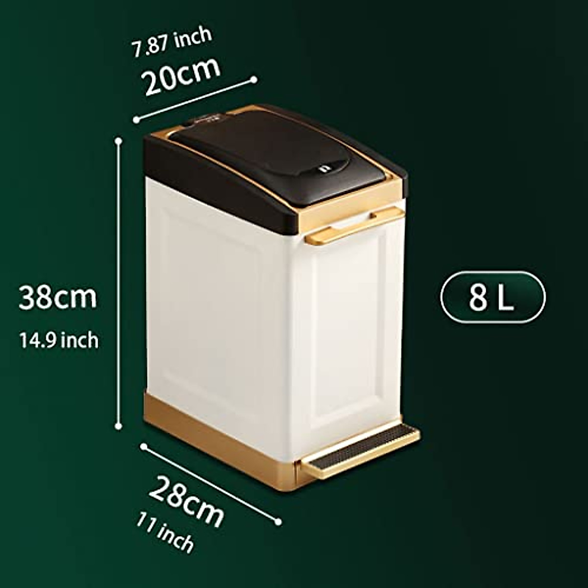 Trash Bin Trash Can Wastebasket Kitchen Trash Can, Pedal Bin with Lid, Garbage Can Trash Bin Stainless Steel Step Bin, Plastic Inner Bucket, Soft Closure Garbage Can Waste Bin (Color : OneColor, Siz