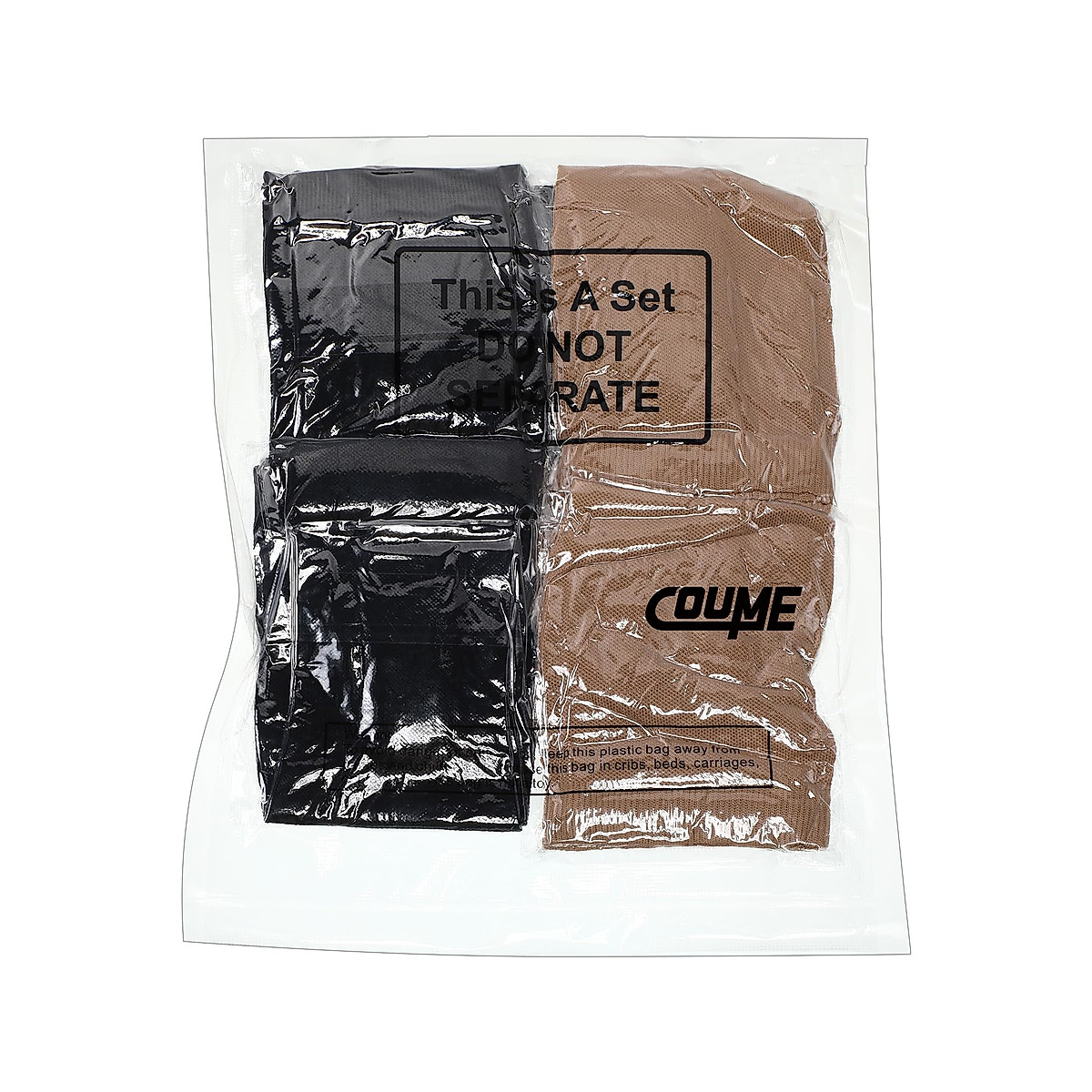 Coume 6 Pairs Calf Compression Sleeve Men and Women Footless Compression Socks for Leg Support, Shin Splints, Pain Relief (Black and Beige,Small/Medium)