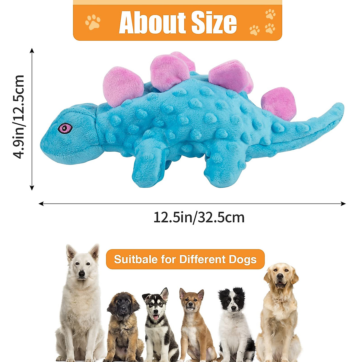 Alphatool Squeaky Dog Toy for Aggressive Chewer, Tough Plush Dog Toys for Large Dogs, Crinkle Interactive Puppy Dog Toys for Small Medium Dogs