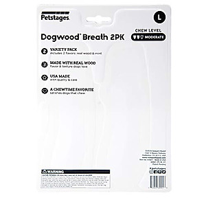 Petstages Dogwood Wood Durable Dog Chew Toys, Real Wood & Mint, 2-Pack, Large