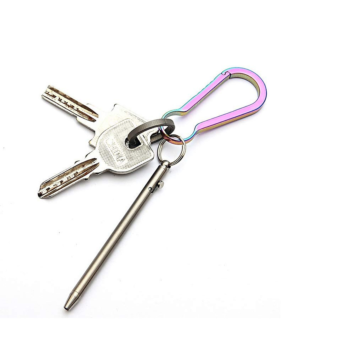 SMOOTHERPRO Mini Titanium Bolt Action Pen Compatible with Fisher SU Broken Off Refill with Necklace Key Ring for Backup Pendant Work EDC Business Natural (KT209)