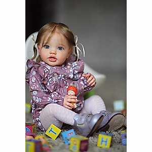 Angelbaby Soft Reborn Baby Dolls Realistic Reborn Toddler Girl 24 inches Lifelike Newborn Silicone Baby So Alive Doll Look Real Cute Beautiful Weighted Bebe Reborns Girl Life Size Detailed Kid Toys