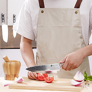 WILDMOK Chef Knife, 8 inch Damascus Japanese Kitchen Cooking Knife,Japanese VG10 Steel Green Resin Handle kitchen knives,Damascus chef's knives Including Gift Box