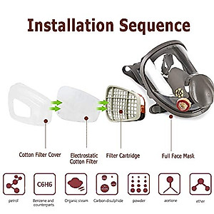 MOARON Full Face Cover, Organic Vapor Gas Cover, Wide Field of View, Widely Used in Painting, Machine Polishing, Welding and Other Work Protection