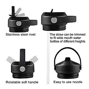 Straw lid for Yeti Rambler 18 26 36 64 oz,Replacement Straw Cap for Yeti 18oz 26oz 36oz 64oz Rambler Lid with Straws and Soft Handle