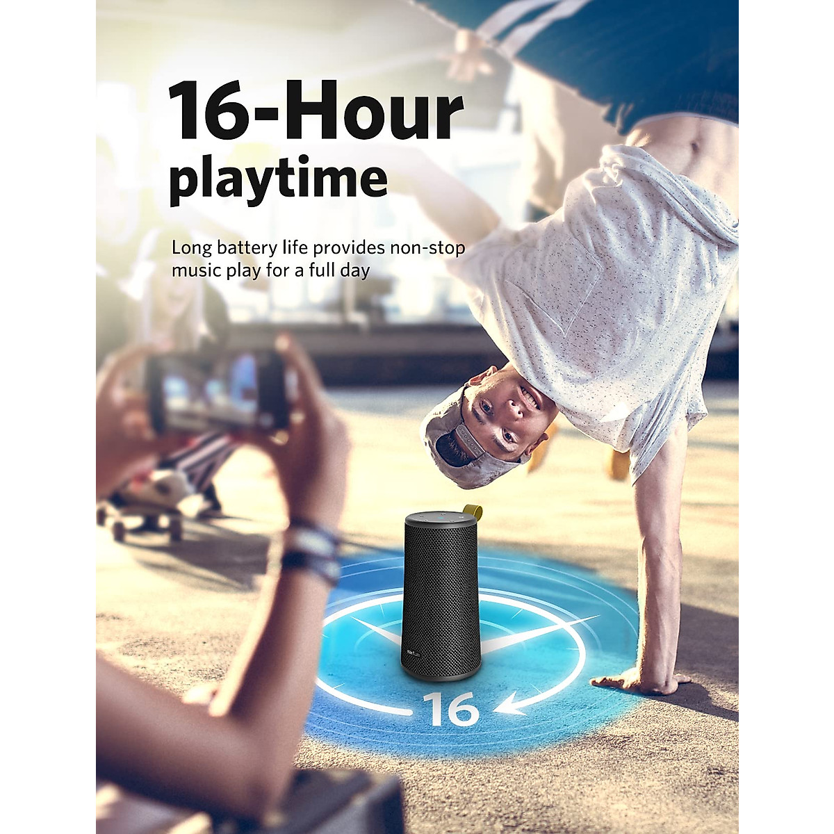 EarFun® UBOOM Bluetooth Speaker, [24W Stereo Sound] Boom Bass, 360° Surround Sound, Sweatshield™ IPX7 Waterproof, Indoor & Outdoor Modes, Dual Pairing, 24Hrs, Portable Wireless Speaker for iPhone etc