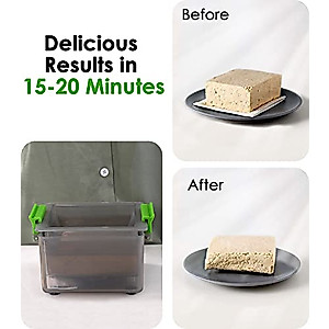 Easy Tofu Press - Remove Water from Tofu in 10-20 Minutes, Vegan-Friendly Food Squeezer, Dishwasher Safe, Improve Tofu Taste, Includes Drip Tray, BPA-Free, with Recipe Book, Mother's Day Gift