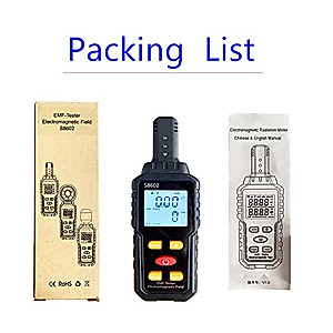 JHEUAYK 3 in 1 EMF Meters, Digital Radiation Dosimeter Geiger Counter, EMF Electromagnetic Radiation Electrical Testers, Electric/Magnetic Field Temperature Detectors, Black