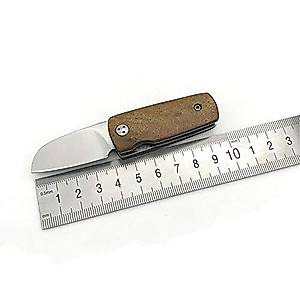 KUNSON Compact Keychain Folding Pocket Knife Mini EDC Knife, 440 High Carbon Stainless Steel Blade, Natural Shadow wood Handle, Perfect for Man and Woman Outdoors Survival Camping Daily Use