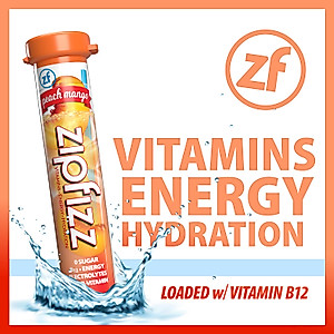 Zipfizz Energy Drink Mix, Electrolyte Hydration Powder with B12 and Multi Vitamin, Peach Mango (20 Count)