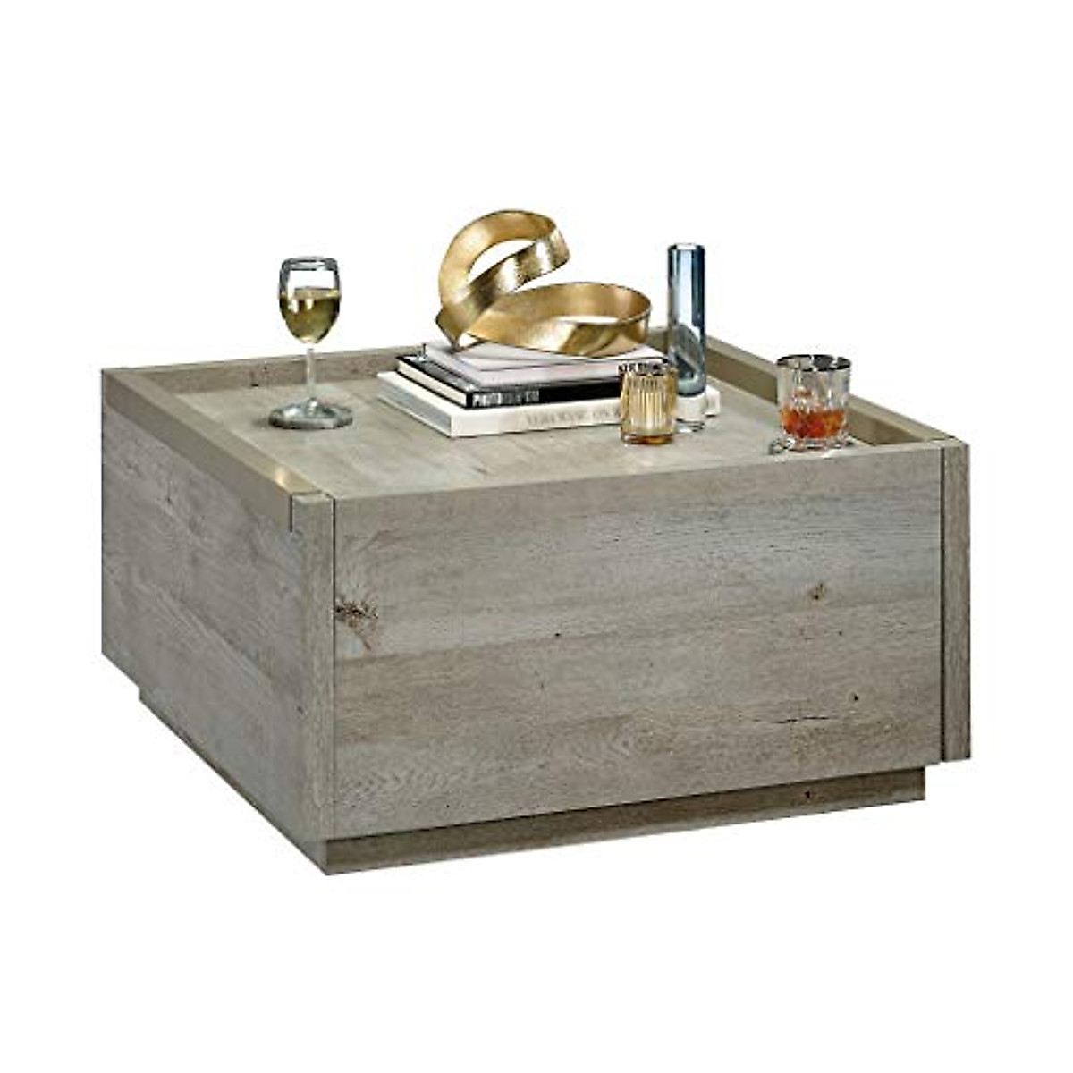 Sauder Manhattan Gate Coffee Table, L: 31.02" x W: 30.95" x H: 16.06", Mystic Oak finish