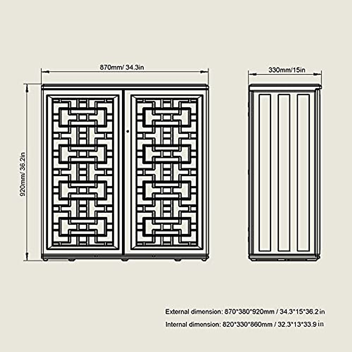 ADDOK 60-Gallon Storage Cabinet Light Weight Resin Indoor/Outdoor Storage Unit for Patio, Garden, Veranda with 1 Laminate Shelves (Ivory White)