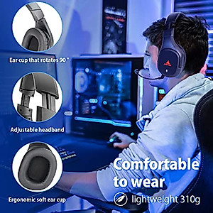 ANSTEN 【2023 Upgraded】 Wireless Gaming Headset for PS4/PS5/PC/Switch, Gaming Headphones with 2.4G Transmitter Charging Stand, Low Latency, 50MM Drivers, 7.1 Surround Sound, Noise Canceling Mic