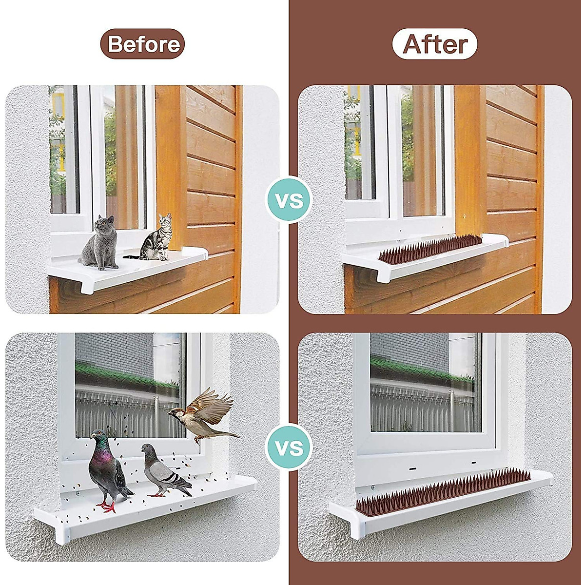 Bird Spikes, Bird Deterrent Spikes for Squirrel Raccoon Pigeon Animal Defender Spikes Anti Bird Spikes to Keep Birds Away (20 Pack)