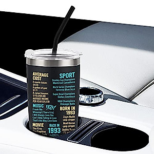 Henghere 30th Birthday Gifts for Men women, 30 Year Old Birthday Gift, Thirty Birthday Present, Happy Birthday Tumbler Cup Gifts（Black）